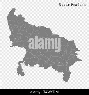 High Quality map of Uttar Pradesh is a state of India. With main cities ...
