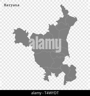 Indian map haryana map with district illustration vecor, distrtict map ...