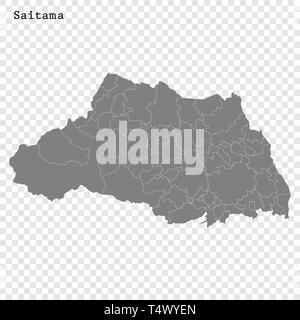 Saitama map. Detailed vector map of Saitama city administrative area ...