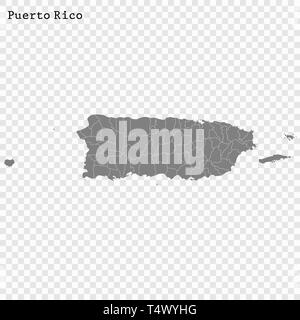 Puerto Rico map. Blank vector map of the Country with regions. Borders ...
