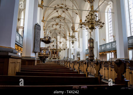 Interior of the Baroque style Trinitatis Church, 17th century ...