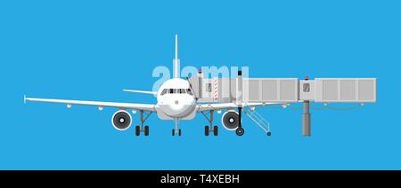 Aero bridge or jetway. Telescopic ladder for airport. Ramp, gate ...