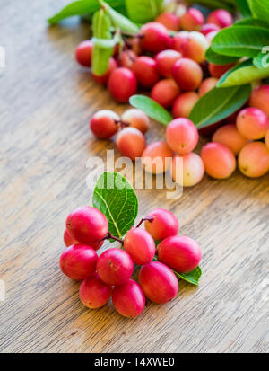 Carunda,Karonda,Carissa carandas,Apocynaceae,fruit red seed nutritious on wooden table Stock ...