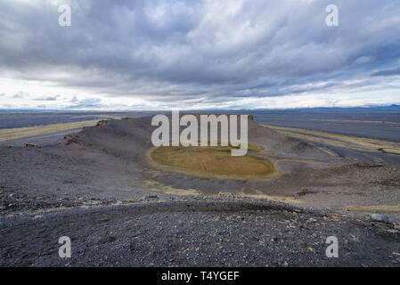 Amphitheatre shaped Hrossaborg crater in northeast part of Iceland ...