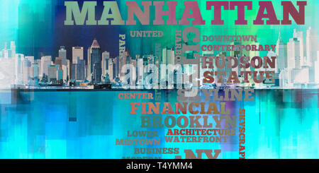 Modern abstract with text, Manhattan Stock Photo - Alamy