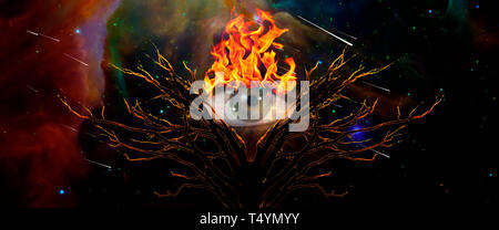 Mystic Tree of Life and Burning Eye of God Stock Photo - Alamy