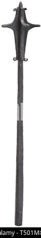 A German Gothic mace, circa 1450 Wrought iron. The head with four ...