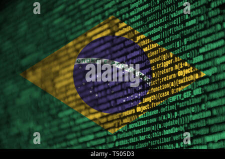 Brazil flag is depicted on the screen with the program code. The ...
