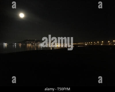 The full moon rises over Portland, Ore., on May 31, 2026. (Photo by ...