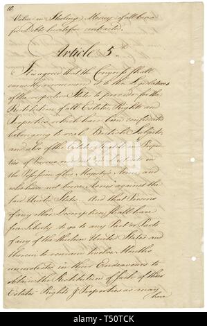 The Treaty of Paris, sent to Congress by the American negotiators John ...