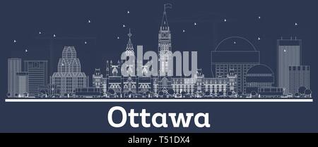 Canada, Ottawa line travel skyline set. Canada, Ottawa outline city ...