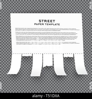 Tear-off paper template with advertisement text. Vector illustration ...