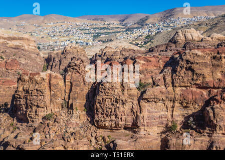 View of Wadi Musa from Mount Nebo, Mount Nebo, Abarim Mountains, Jordan ...
