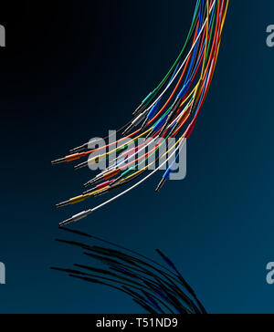 Coloured wires with jack plugs Stock Photo - Alamy