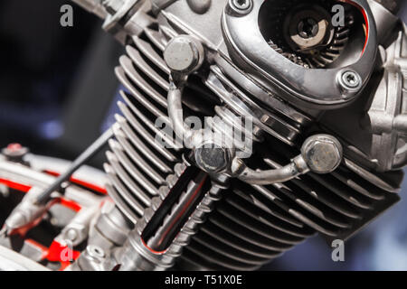 Motorcycle engine, industrial model with cross-sections, cylinder block ...