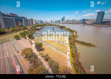 Architectures and street view of Fuzhou financial district Stock Photo ...