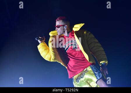 Napoli, Italy. 19th Apr, 2019. The italian rapper Gionata Boschetti ...