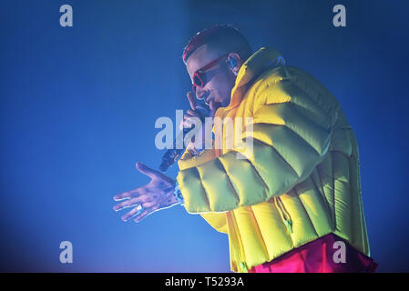 Napoli, Italy. 19th Apr, 2019. The italian rapper Gionata Boschetti ...