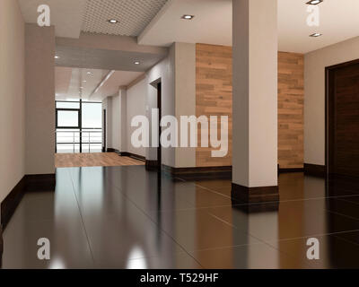 Hotel interior. Corridor 3d render Stock Photo - Alamy