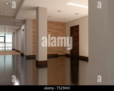 Hotel interior. Corridor 3d render Stock Photo - Alamy