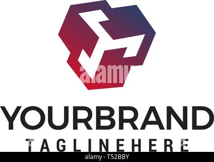 3D connect square logo concept design. Symbol graphic template element ...