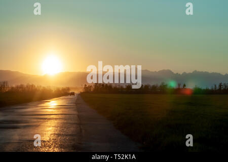 evening roag heading beautiful to sunset horizon copyspace Stock Photo ...