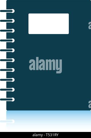 Exercise book with pen icon. Blue frame design. Vector illustration ...