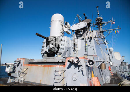 The Vulcan Phalanx weapon system (CIWS) is a new addition on the stern ...
