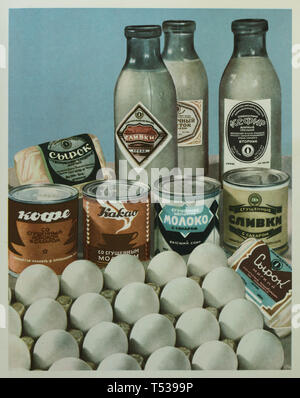 Various Soviet cheese products depicted in the colour illustration in ...
