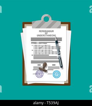 mou memorandum of understanding legal document agreement stamp Stock ...