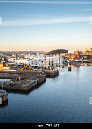 Buildings around the edge of Cardiff Bay, with the old Mount Stuart ...