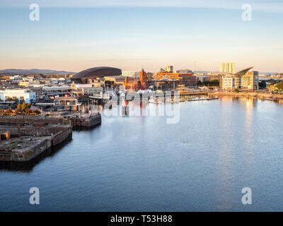 Buildings around the edge of Cardiff Bay, with the old Mount Stuart ...
