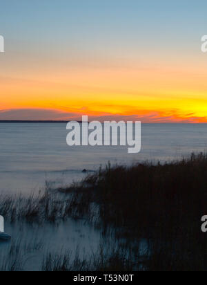 Sunset Over lake Michigan and Green Island, Michigan Stock Photo - Alamy