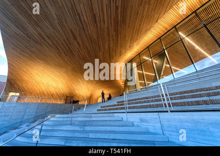 The main entrance of the Calgary Central Library, also known as the ...