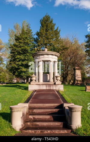 A family plot in Homewood Cemetery in spring time in Pittsburgh ...