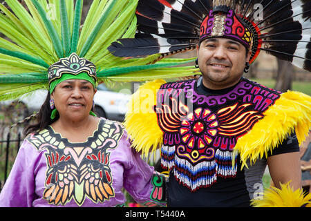 Mexican American couple dressed in traditional mariachi clothes ...