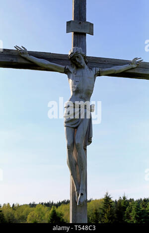 Wooden rosary with a crucifix depicting a crucified Christ on a Stock ...