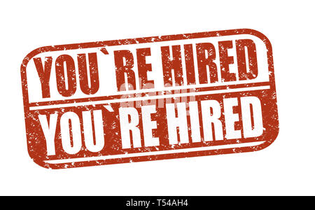 Rubber Stamp Hired, text on white illustration Stock Photo - Alamy