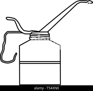 Motor oil linear icon. Plastic jerry can with liquid drops. Fuel ...
