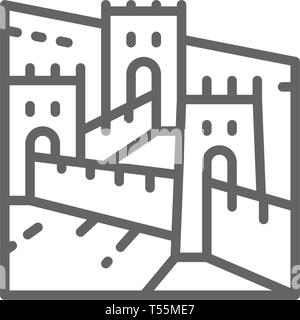 The great Wall of China icon. Flat design. Part of ancient oriental ...