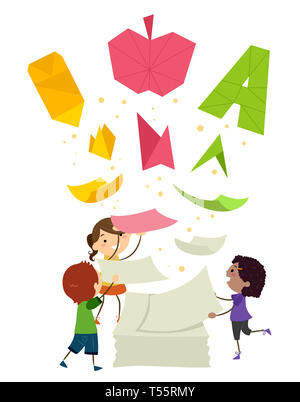 Illustration of Stickman Kids with a Blank Letter for their Parents ...