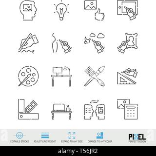 Creativity icons, line symbols, web signs, vector set, isolated ...