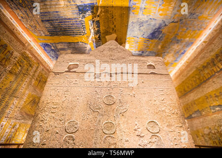 Hieroglyphics inside the tomb of Ramses iv or Ramesses iv (KV2) in the ...