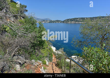 Sentier Littoral hiking path between Villefranche and Nice, France ...