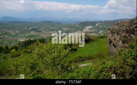 Landscape around the village of Mirabel in the Ardeche region in France ...