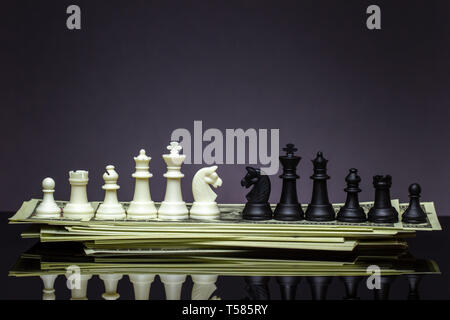 business concept - falling black chess king and wining white chess ...