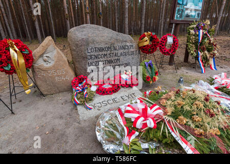 Wreaths marking the exit of tunnel Harry dug by POWs under Stalag Luft ...