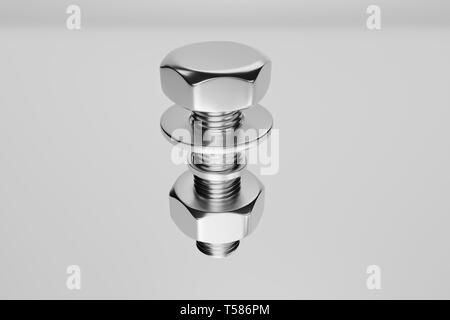 Bolts, nuts, washers, growers on a white background 3D rendering Stock ...