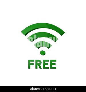 Green free wifi with signal icon sticker with peel off on white ...