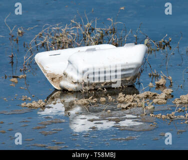 Plastic tray floating in water Stock Photo - Alamy